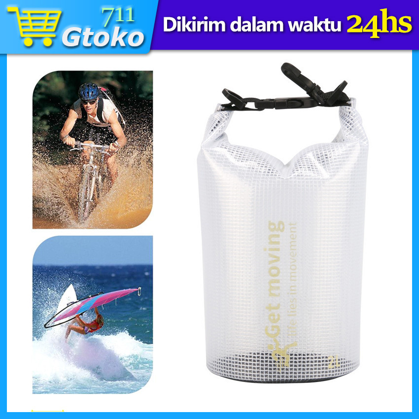 Jual Dry Bag Waterproof Camping Outdoor Tas Selempang Renang Penyimpanan Pantai Transparan Anti ...