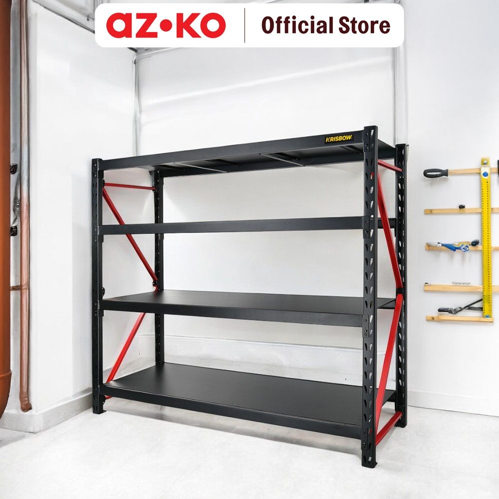 Jual AZKO Krisbow 195X61X183 cm Rak Besi 4 Tingkat - Hitam Storage Rack ...