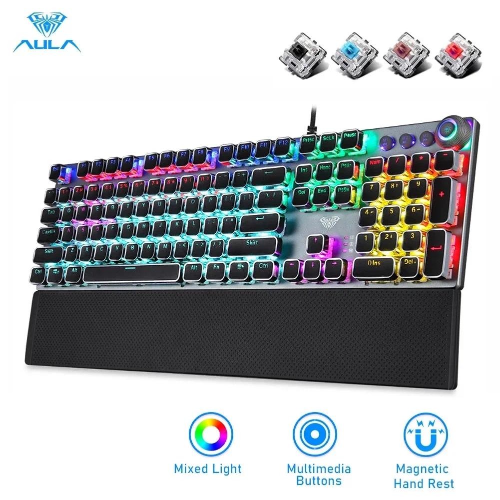 Jual AULA Gaming Mechanical Keyboard Retro Square Glowing Keycaps ...