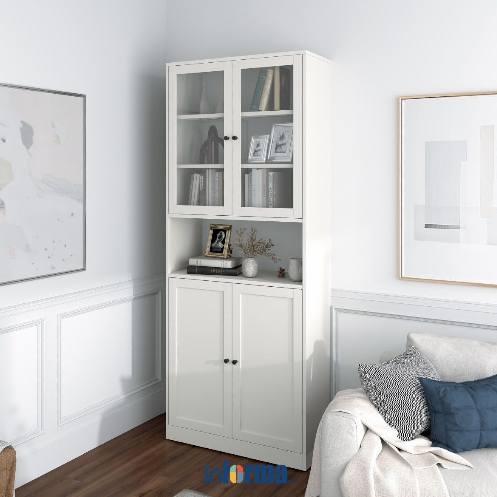 Jual Informa Logan Kabinet Pintu Kaca - Putih Lemari Kabinet Serbaguna ...