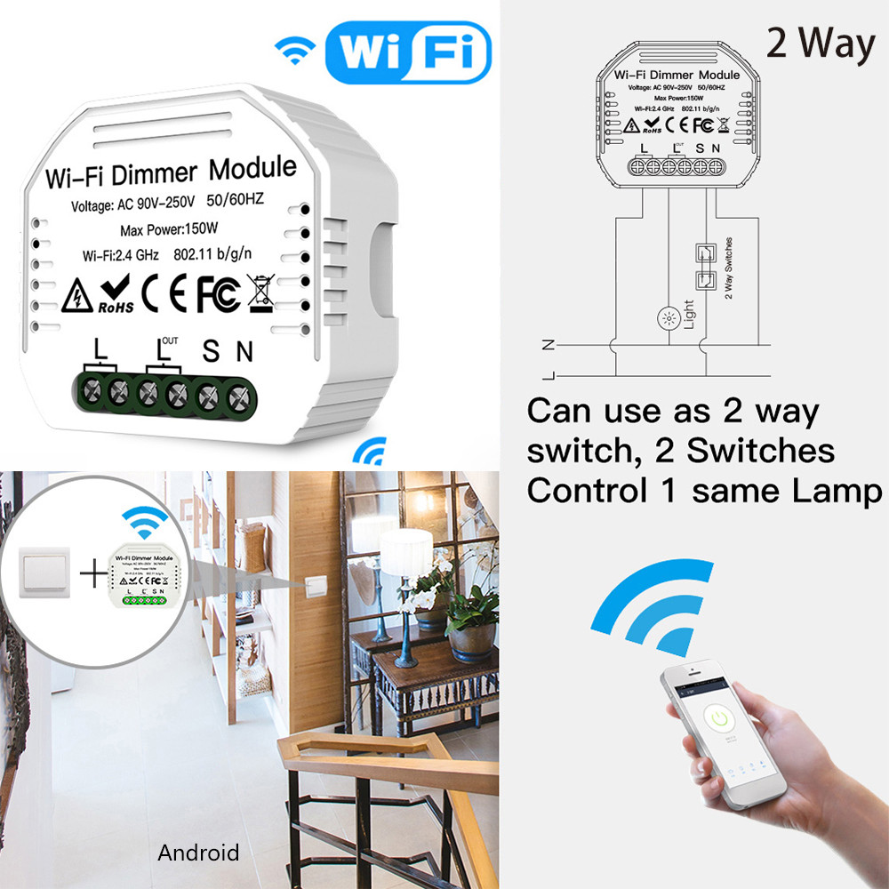 Jual Dimmer Module 1 Gang DIY Mini LED WiFi Dimmer Module Tuya Remote ...