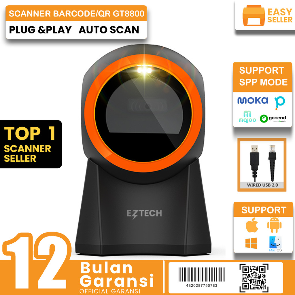 Jual [EasySeller] Barcode Scanner Omni 1D+2D Auto Scan QR Code ...