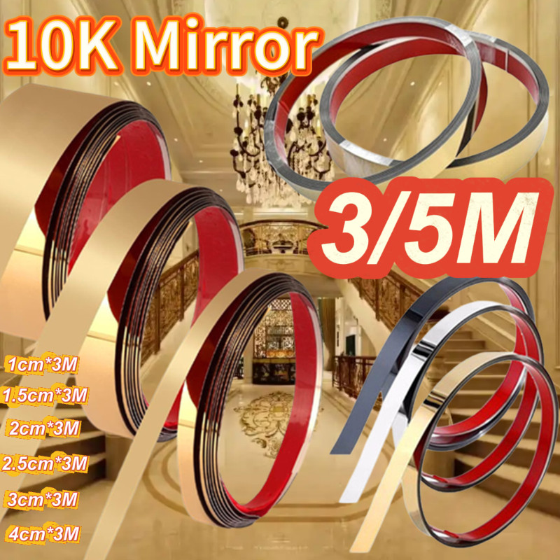 Jual 3M/5M List Plat Strip Mirror Gold / Stainless SS201 Steel Flat ...