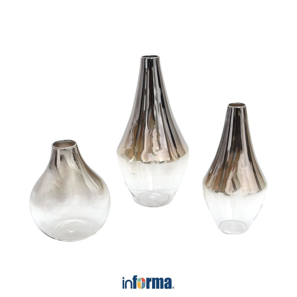 Jual Informa Set 3 Pcs Trixy Vas Kaca Dekorasi Vase Wadah Tempat Bunga ...