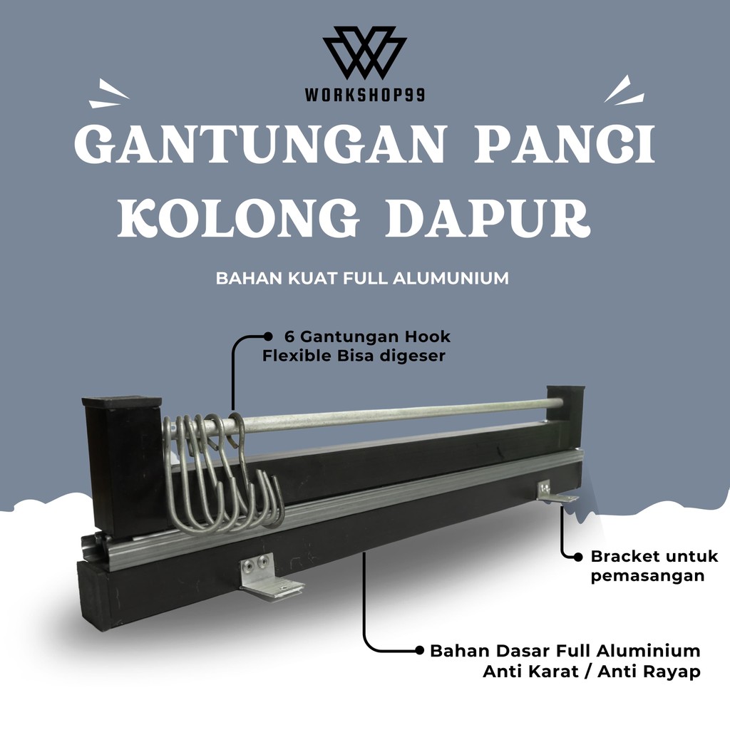 Jual PAKET Set Rel Laci Huben Gantungan Pancing Rak Kolong Panci Wajan ...