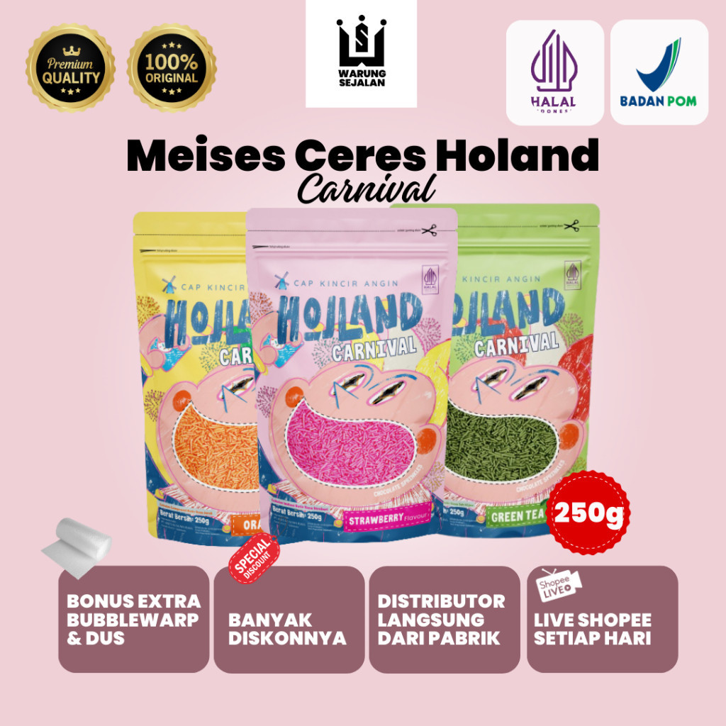 Jual MEISES CERES HOLLAND CARNIVAL 250g GREEN TEA/ ORANGE/ STRAWBERY ...