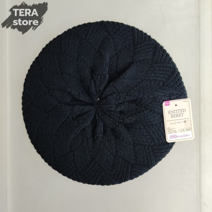 Jual daiso knitted beret hat topi beret baret | Shopee Indonesia
