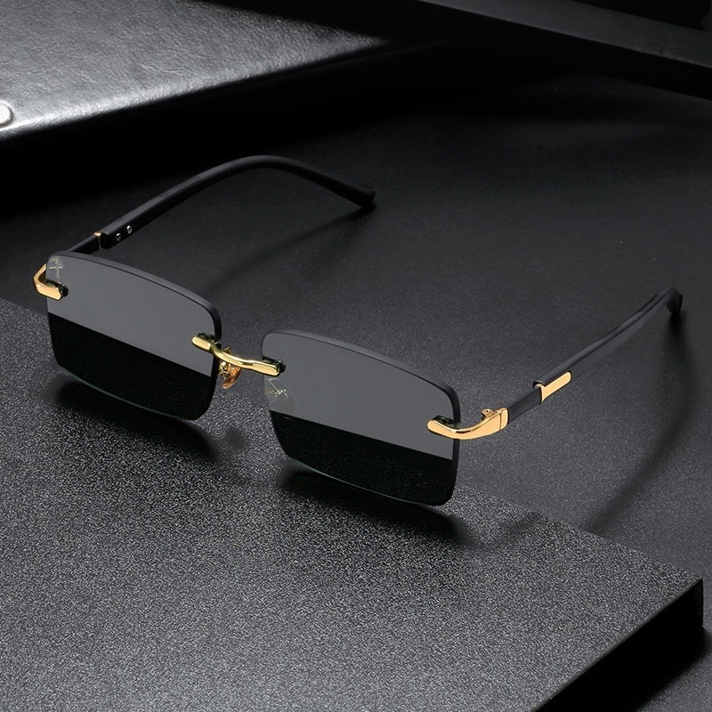 Jual Vintage Unique Rimless Rectangle Sunglasses Women Candy Colors ...
