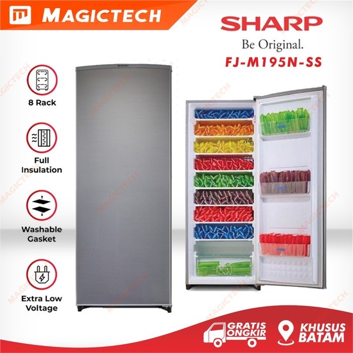 Jual FREEZER ES BATU / ASI SHARP FJ-M195N-SS / FJ-M195 8 RAK 185L ...