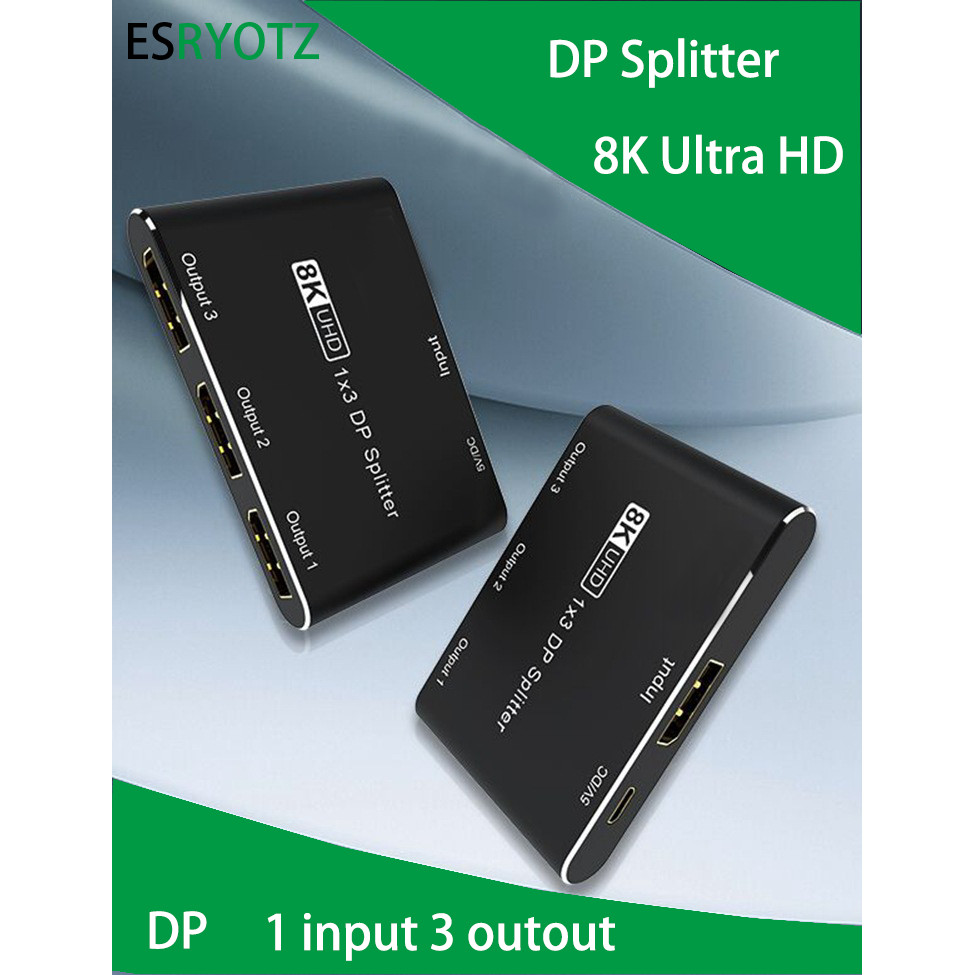 Jual DisplayPort Splitter 1 in 3 Out 8K@30Hz 4K@144Hz DP 1.4 Triple ...