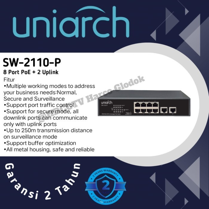 Jual SW-2110-P Uniarch Switch PoE 8 Port 2 Uplink Power Budget 120 watt ...