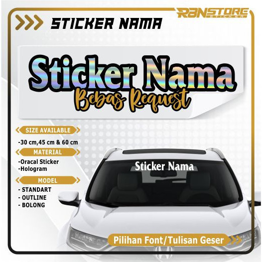 Jual UPDATE - STIKER NAMA TULISAN WARNA SOLID DAN HOLOGRAM STICKER ...