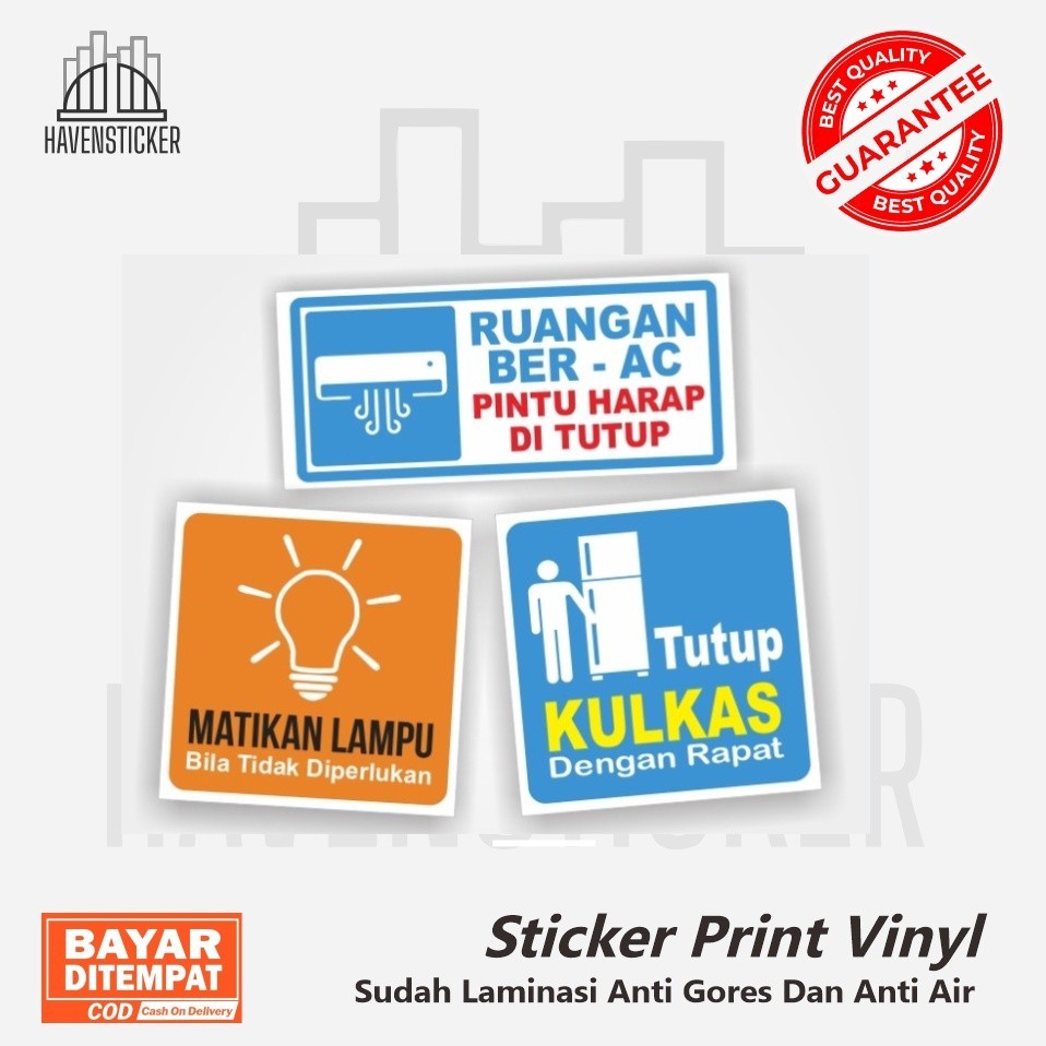 Jual label Stiker print vinyl Hemat Energi Stiker Hemat Listrik Stiker ...