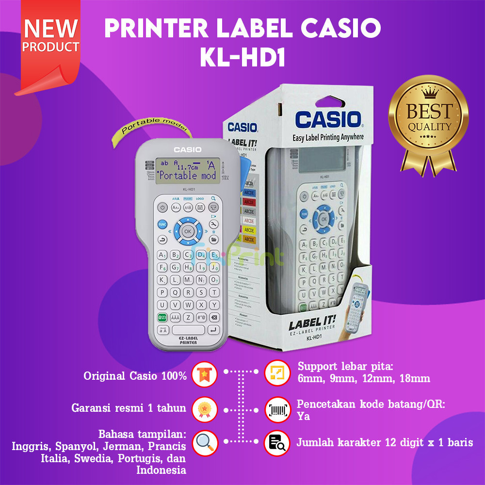 Jual FixPrint - Label Printer KL-HD1 Casio Label Maker KL HD1 Mesin ...