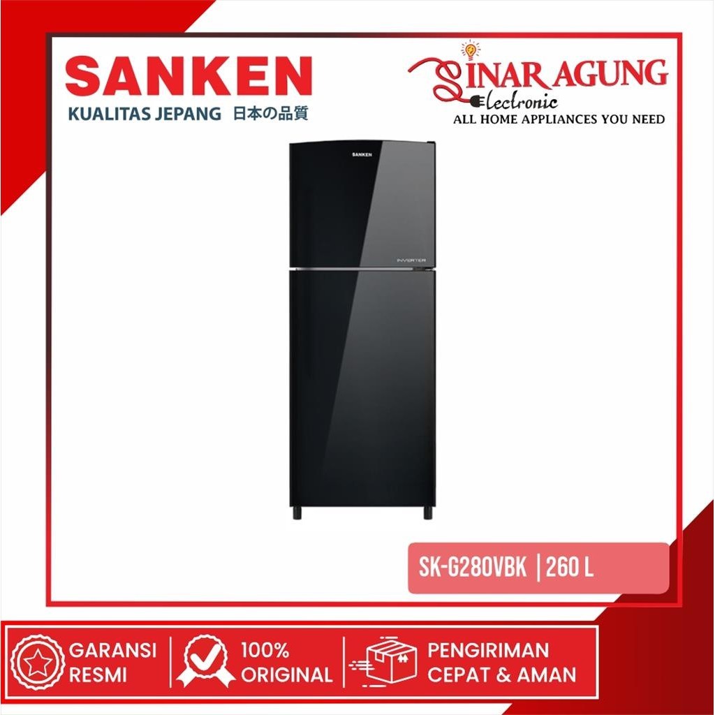 Jual SANKEN SKG280VBK / SKG-280 VBK KULKAS 2 PINTU INVERTER - 260 LITER | Shopee Indonesia
