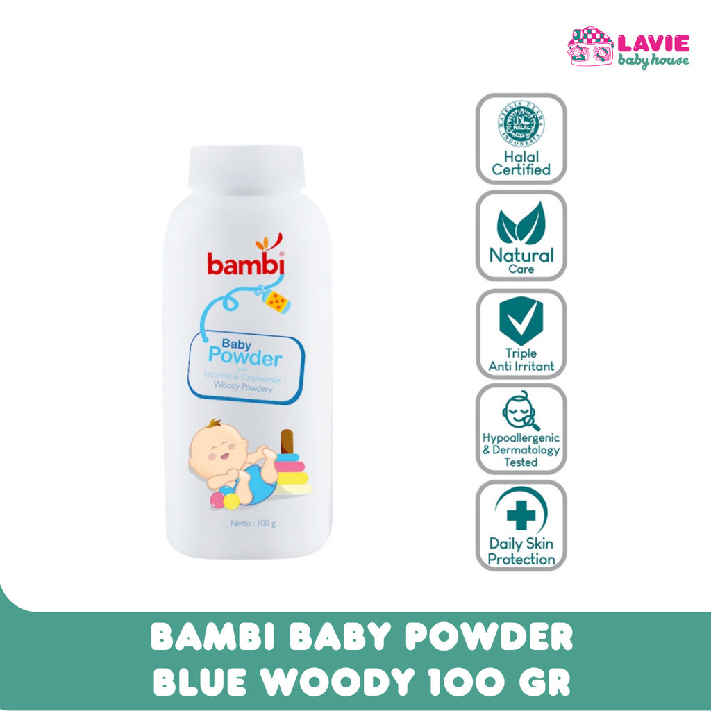 Jual Bambi Baby Powder Blue Woody 100 gr | Shopee Indonesia
