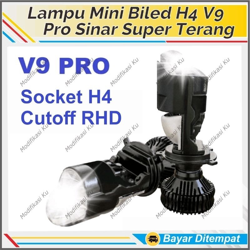 Jual LAMPU UTAMA MINI PROJIE LED VINYX V9 PRO 45W PROJECTOR LENS LASER ...