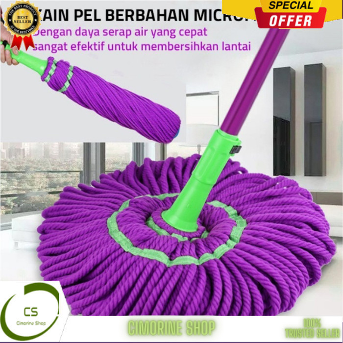 Jual Kain Pel Putar Microfiber Twist Mop Otomatis Peras Pembersih ...