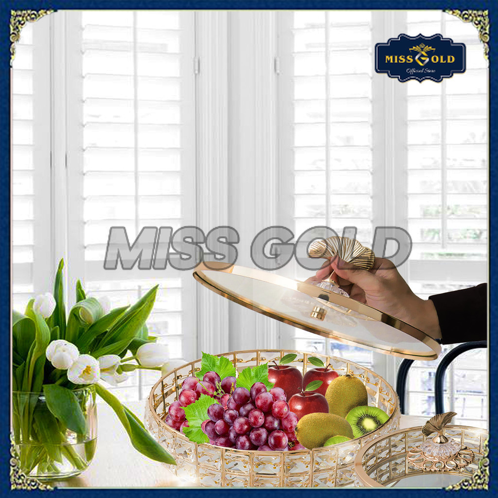 Jual Tempat Permen Kristal Emas Model Kipas [Diameter 25cm] - Tempat ...