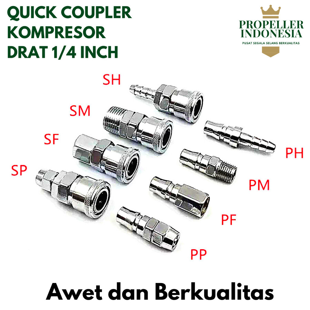Jual Quick Coupler Connector Angin Neple Kompresor Universal Drat 1/4 ...