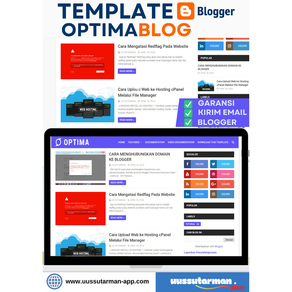 Jual Template Blogger Premium Optima Blog | Shopee Indonesia