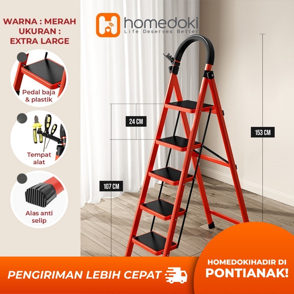Jual Tangga Lipat / Tangga Besi Lipat 3/4/5/6 Steps Household Steel ...