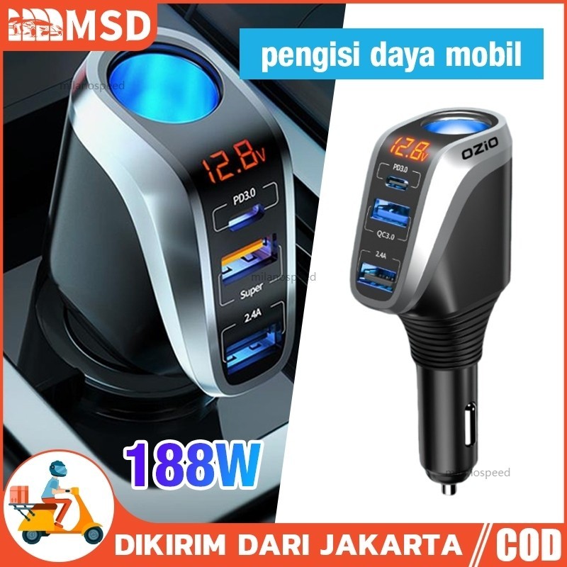 Jual Charger Mobil 66W Colokan Type-C Mobil Car Fast Charger Colokan Mobil 3 Ports USB QC3.0 ...