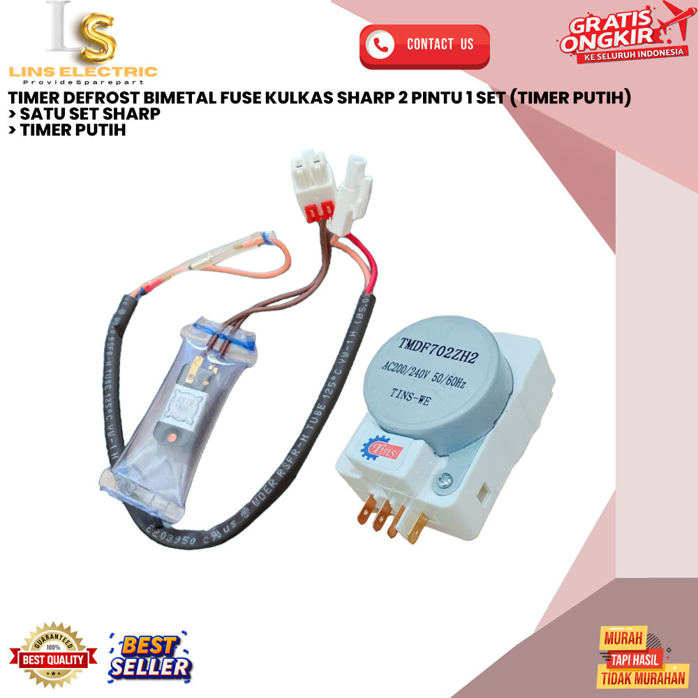 Jual TIMER DEFROST BIMETAL FUSE KULKAS SHARP 2 PINTU 1 SET (TIMER PUTIH ...