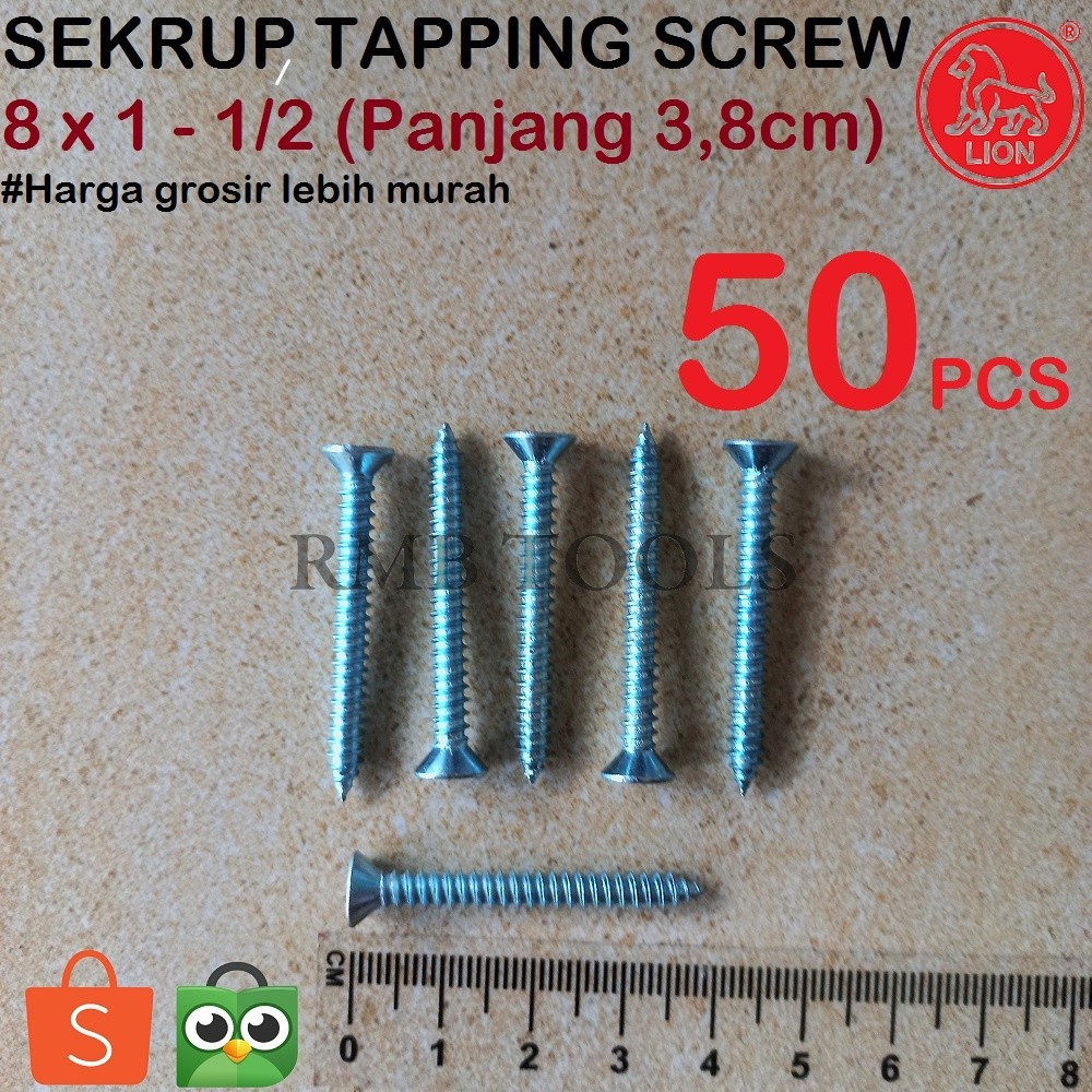 Jual 8x1-1/2 Sekrup Tapping FH Verseng Panjang 3.8cm 8 / Skrup Tapping ...