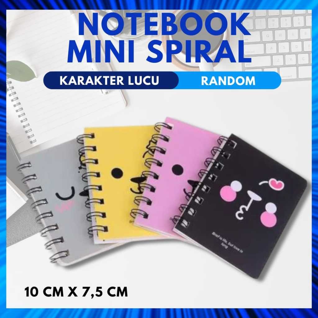 Jual Notebook Mini Spiral Cute karakter/ Mini Notebook Bergaris/ Spiral ...