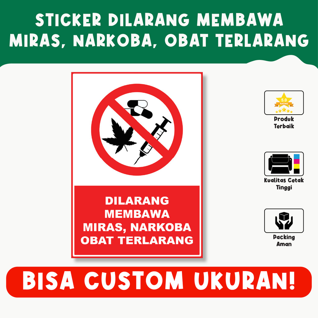 Jual Sticker Larangan Membawa Miras, Narkoba, dan Obat Terlarang ...
