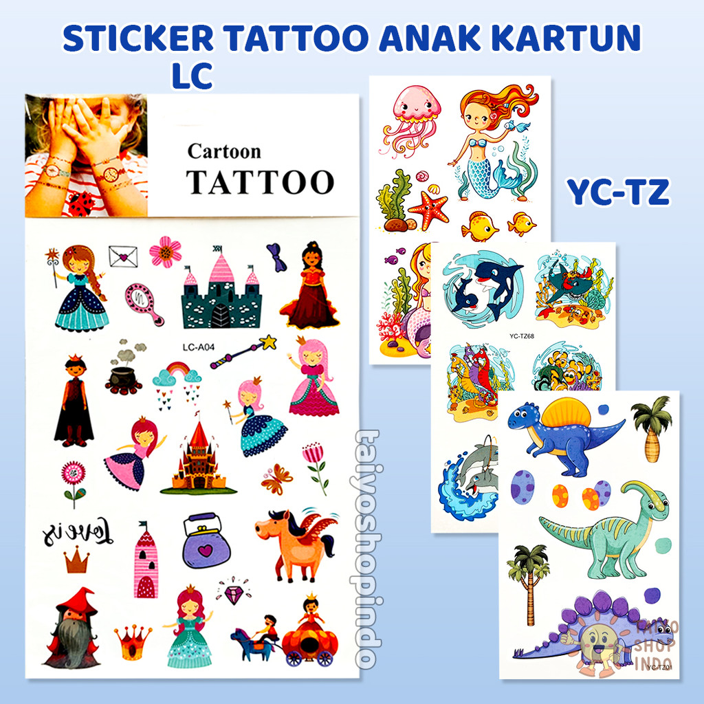 Jual TAIYO Sticker Tattoo Anak Kartun Stiker Tato Panjang 6 Lembar ...