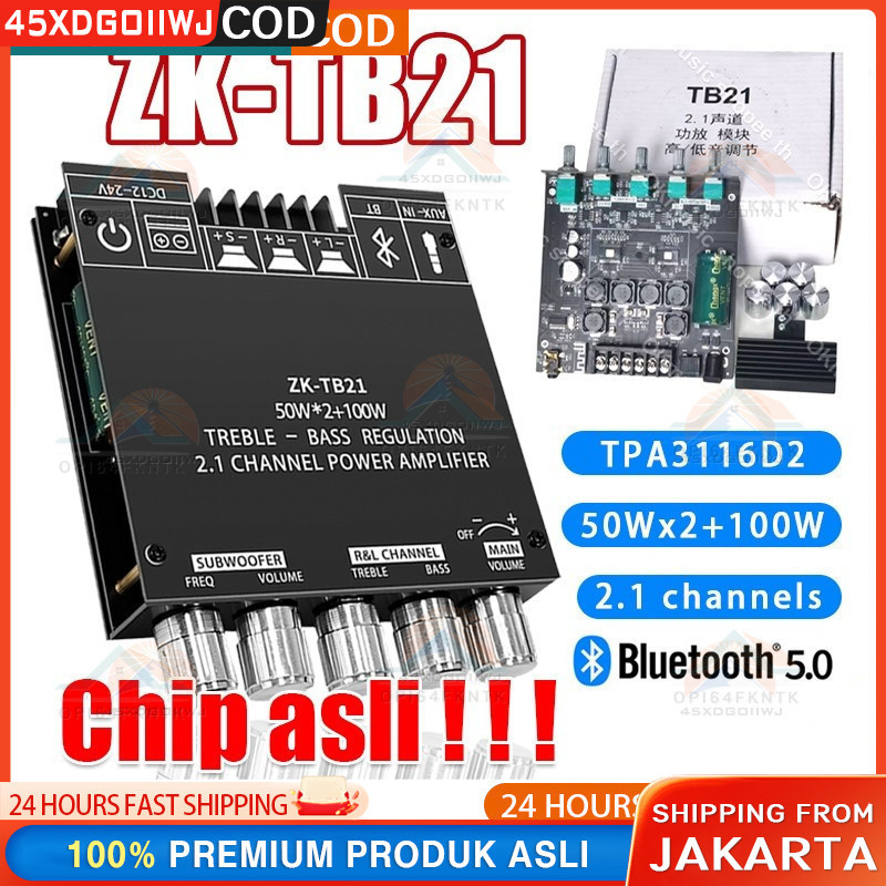 Jual ZK-TB21 TPA3116D2 Bluetooth 5.0 Amplifier Board Penguat Subwoofer Papan 50WX2 + 100W 2.1 ...