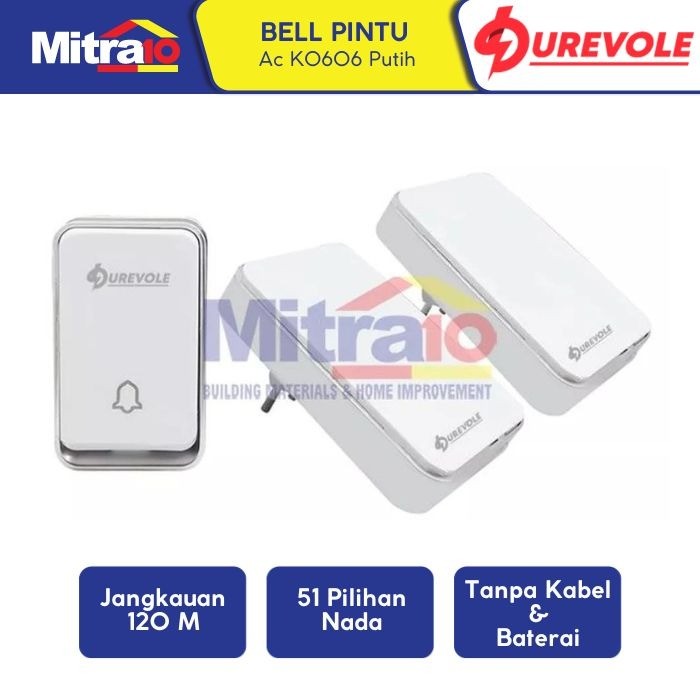 Jual Durevole Bell Pintu Doorbell Ac K0606 Putih | Shopee Indonesia