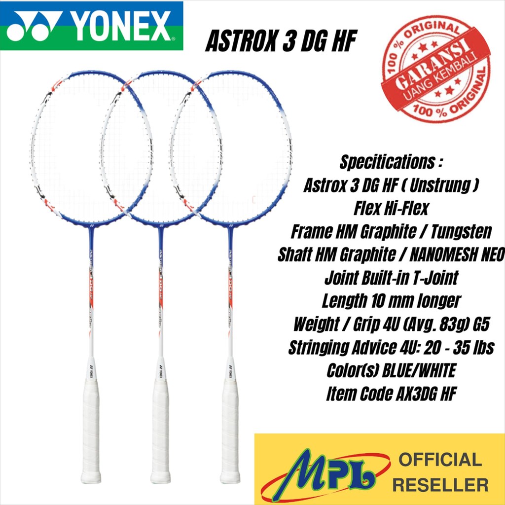 Jual RACKET BADMINTON YONEX ASTROX 3 DG HF | Shopee Indonesia