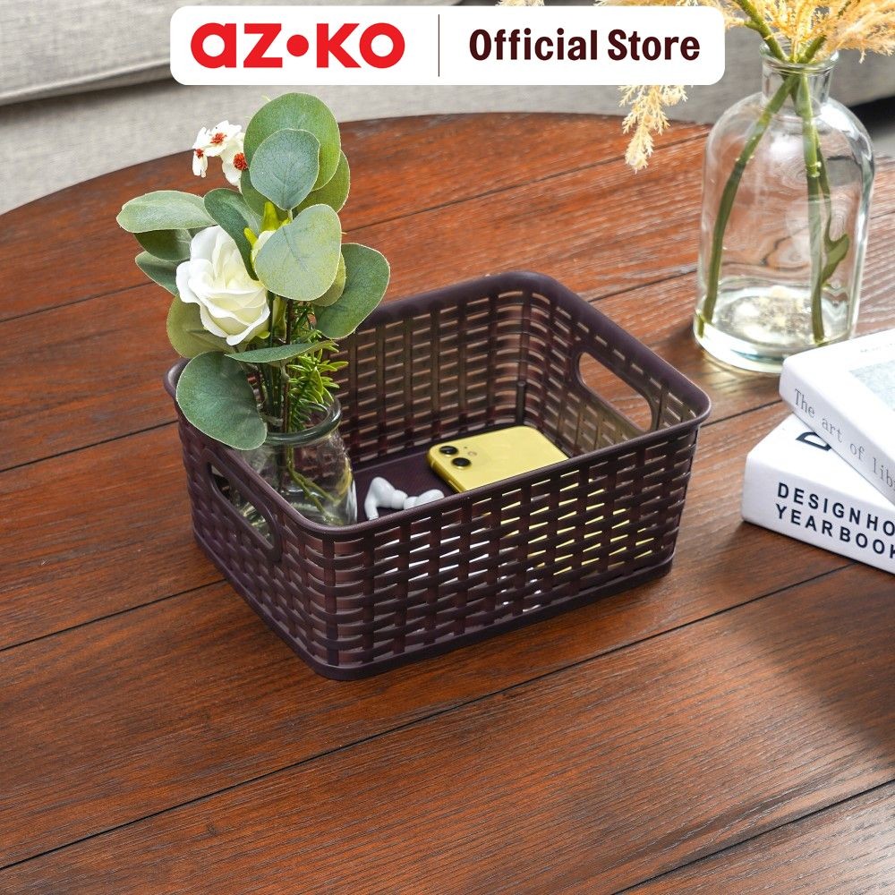 Jual AZKO Keyway 19.8x25.5x10.3 cm Keranjang Penyimpanan - Cokelat ...