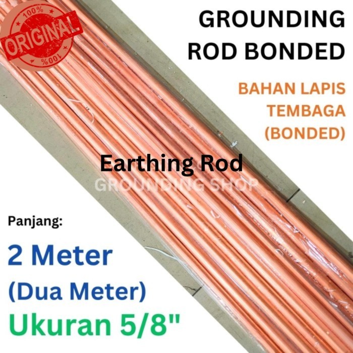 Jual Rod Copper Bahan Bonded Ukuran 5/8 x 2 Meter / Stik Grounding Rod ...