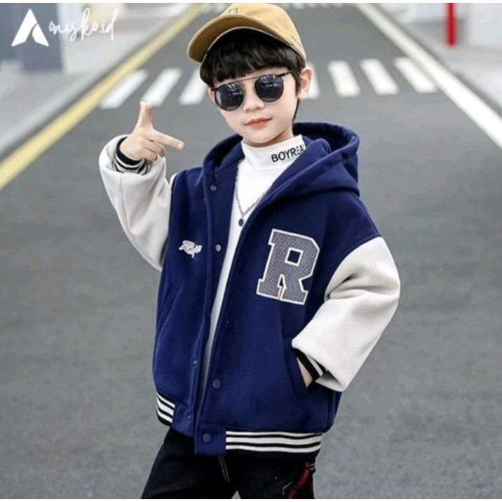Jual Varsity Jacket Baseball Anak Inisial R Laki Laki Perempuan Umur 2 ...