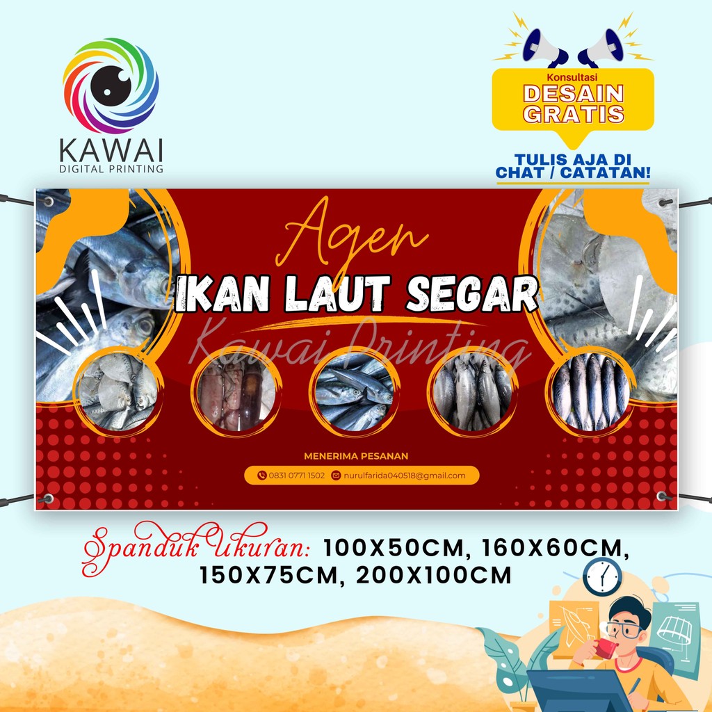 Jual Spanduk Banner MMT Ikan Laut Segar Rekuest 200x100 Cm | Shopee ...