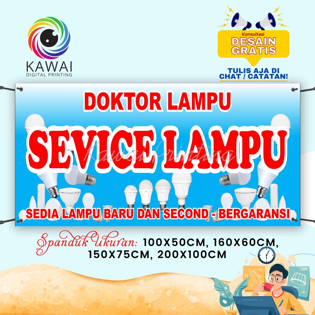 Jual Spanduk Banner MMT Sevice Lampu Biru Rekuest 200x100 Cm | Shopee ...