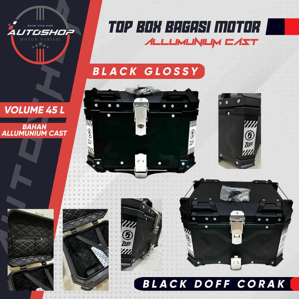 Jual Box Motor TOURING 45L Top Box ZEUS Allumunium Alloy Cast Import ...