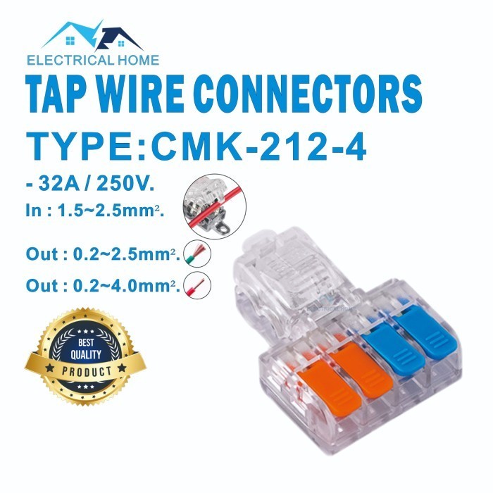 Jual Tap Wire Connector CMK-212-4 Compact Terminal Block Lever Cage 2 ...