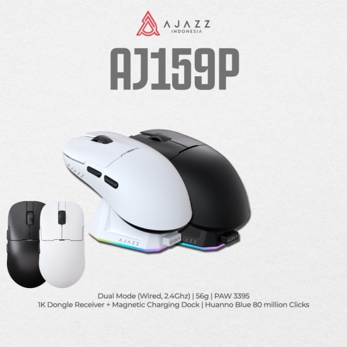 Jual Ajazz AJ159P AJ-159P Wireless Gaming Mouse Dual Connection with Charging Station | Shopee ...