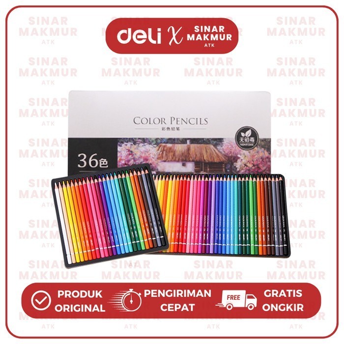 Jual High-grade Oil Pencil Color/Pensil Warna 36 Warna Deli 6566 (Set) | Shopee Indonesia