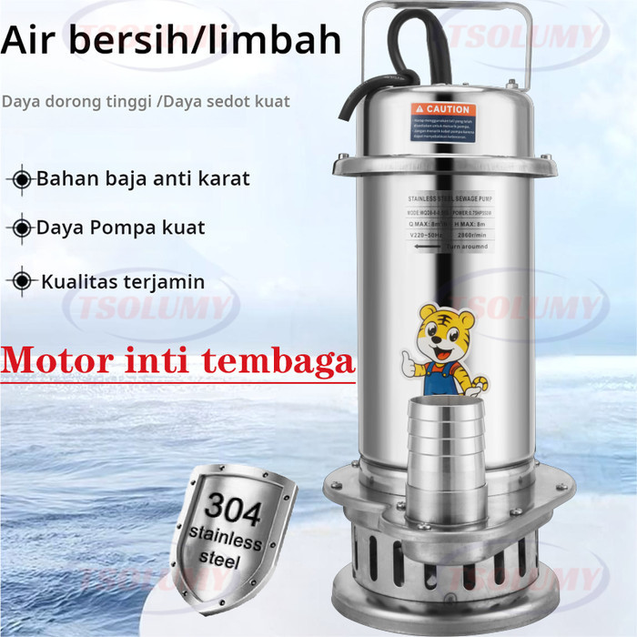 Jual Pompa Celup Air Kotor 750W 304 Stainless Submersible Pump 2inch TSOLUMY Pompa limbah kimia ...