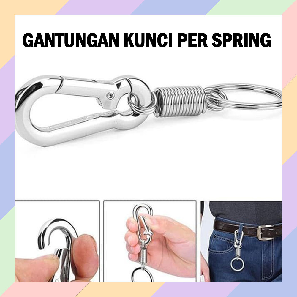 Jual GK06 Gantungan Kunci KARABINER PER SPRING Pengait Kait Barang ...