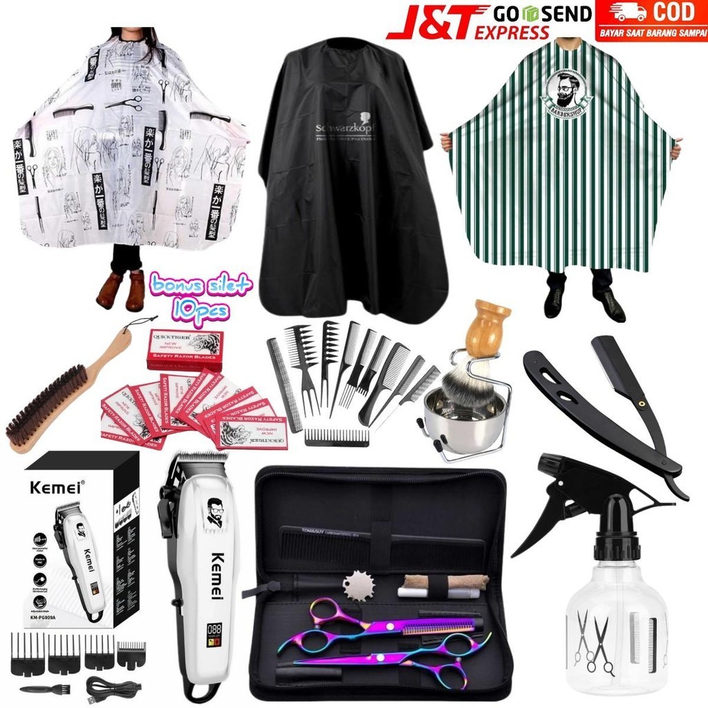 Jual [COD] Set Alat Cukur Rambut Elektrik Barbershop Kemei 809 Trimmer Salon Profesional Gunting ...
