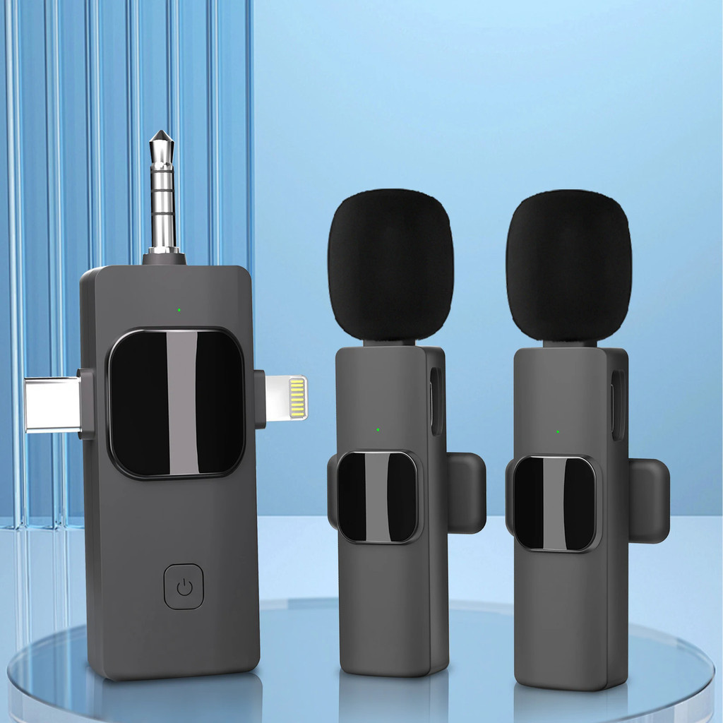 Jual 3 IN 1 Microphone Wireless Dual Mikrofon Clip on Mic bluetooth ...