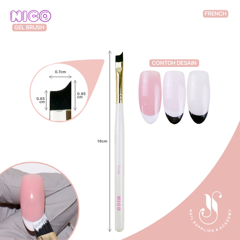 Jual NICO FRENCH BRUSH Kuas Kutek Gel Kuku Nail Art Manicure | Shopee Indonesia