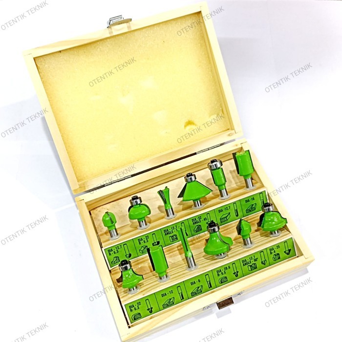 Jual RYU MATA ROUTER PAPAN KAYU 1/4" SET 12PCS - ROUTER BITS 1/4 INCHI ...